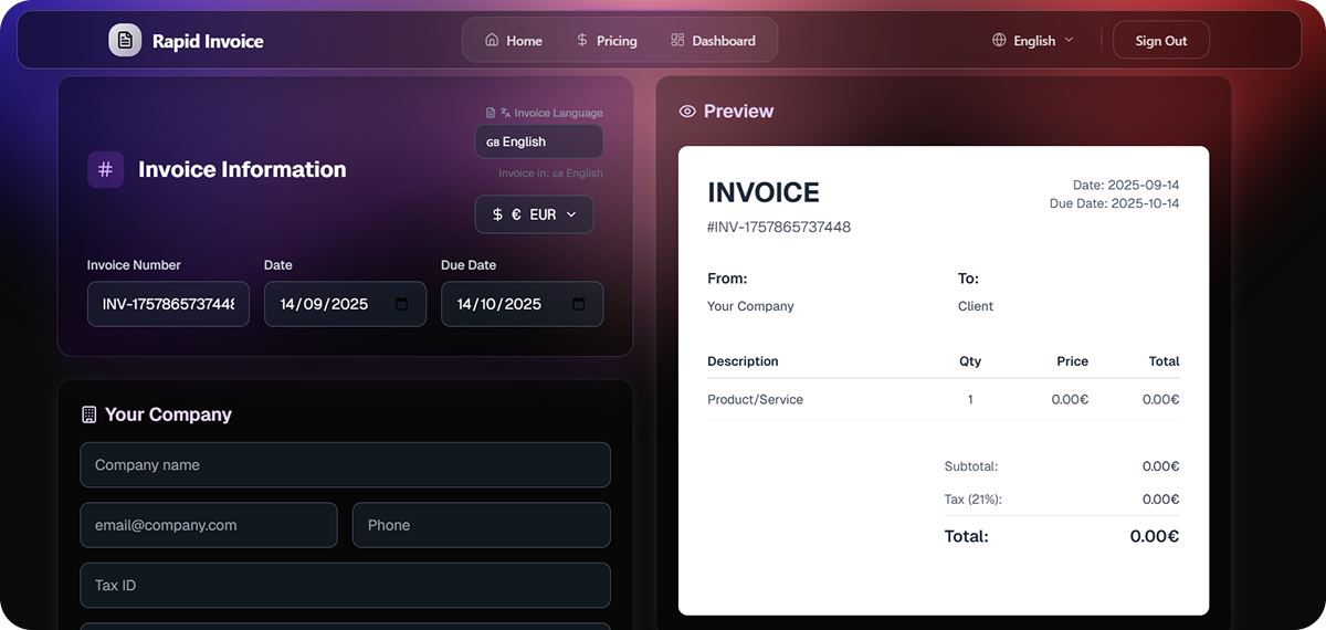 Rapid Invoice - Generador de Facturas Rápido y Automático | SaaS de ...